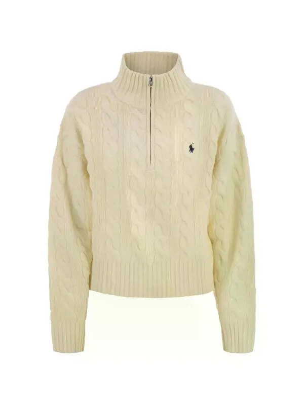 Polo Ralph Lauren Cable Wool-cashmere Half-zip Jumper - Neutrals