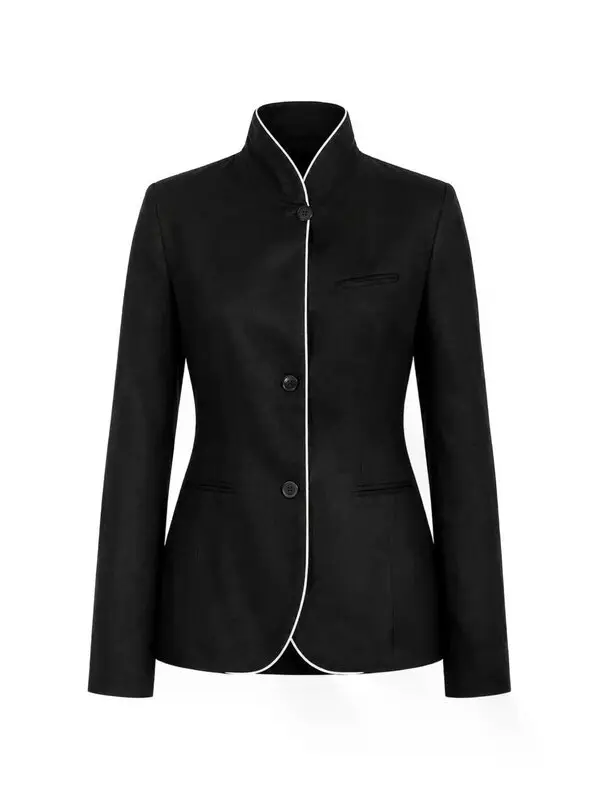 HANNES ROETHER Piped-trim High-neck Cardigan