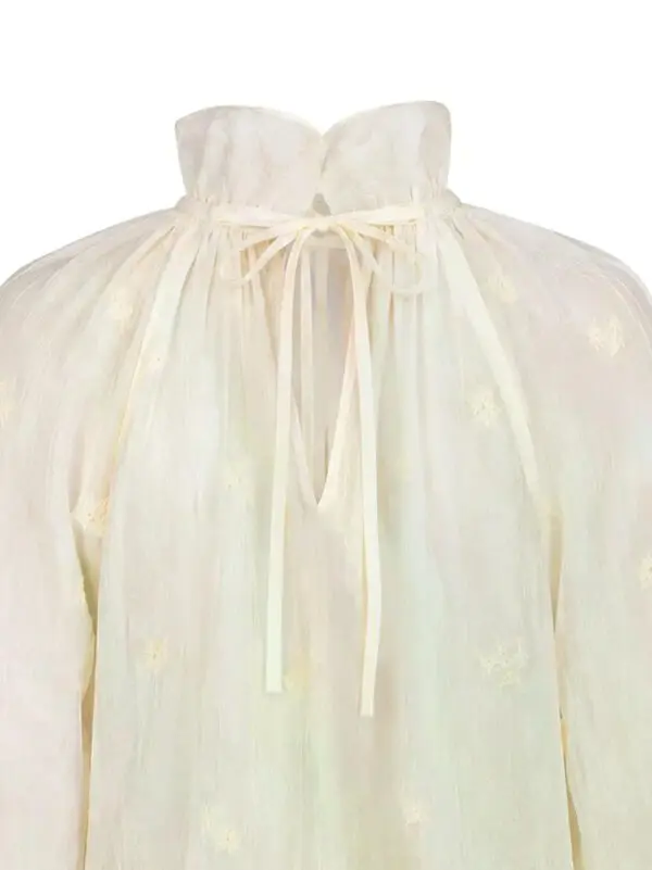 SECULAR.LAB Priscilla Ruffled Cotton Blouse With Embroidered Star Motif