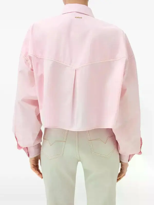 Versace Cropped Button-down Shirt With Medusa Buttons - Pink