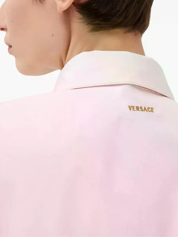 Versace Cropped Button-down Shirt With Medusa Buttons - Pink