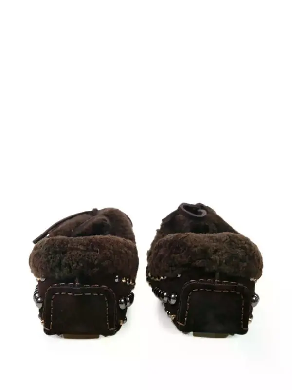 STRATEGIA SHOES Studded Shearling-trim Loafers