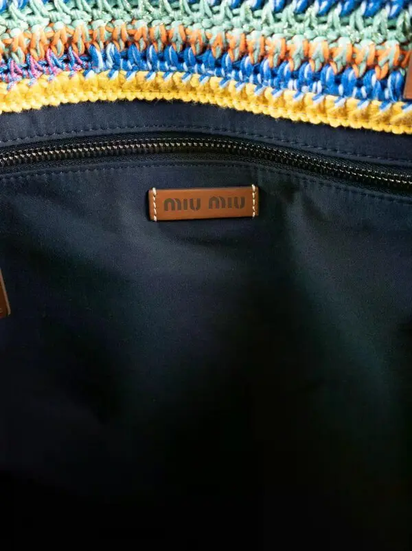 Miu Miu Crochet-knit Logo-embroidered Tote Bag
