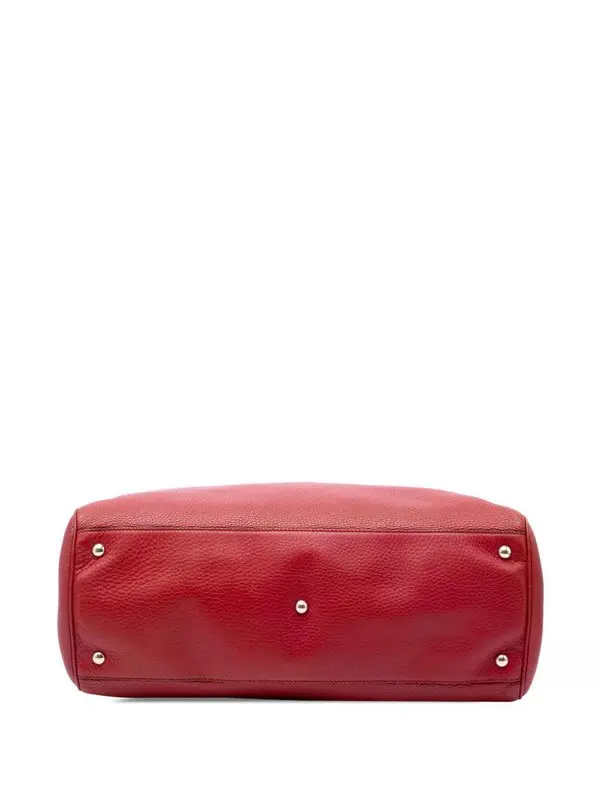 Gucci Large Calfskin Bamboo Shopper Satchel - Red