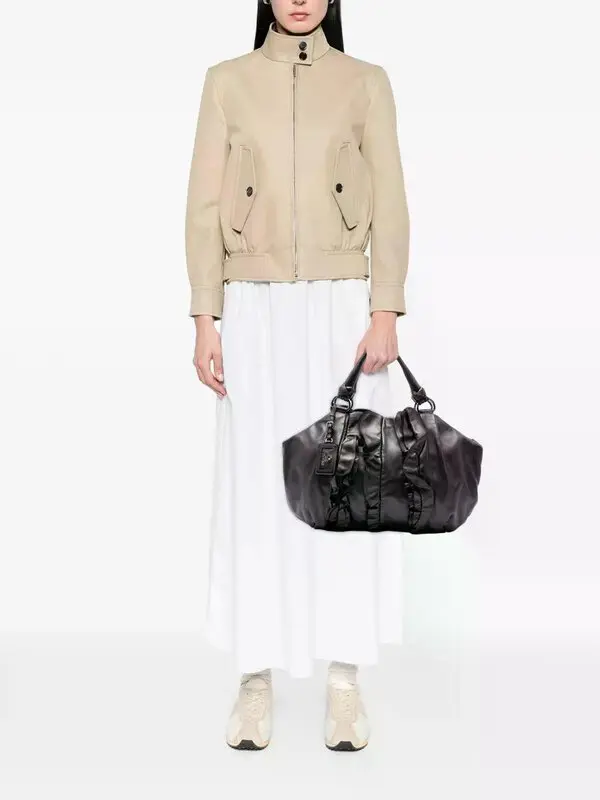 Prada Metallic Nappa Mordore Ruffle Tote Bag