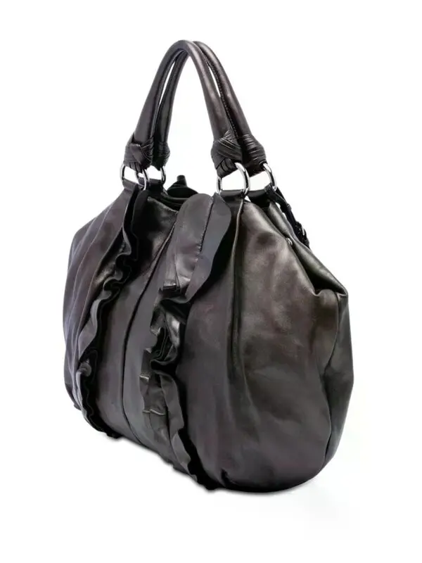 Prada Metallic Nappa Mordore Ruffle Tote Bag