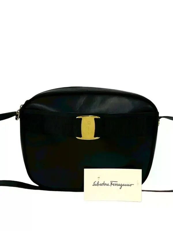 FERRAGAMO Leather Vara Crossbody Bag - Black