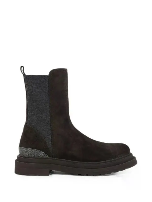 Brunello Cucinelli Monili-embellished Suede Boots - Brown