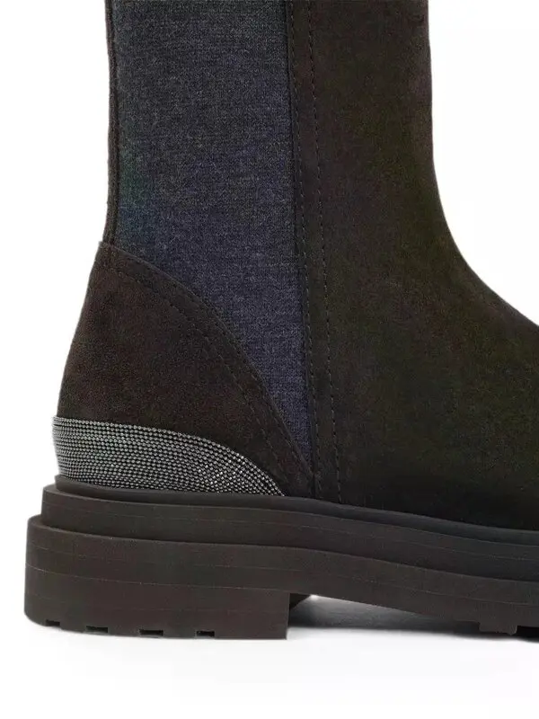 Brunello Cucinelli Monili-embellished Suede Boots