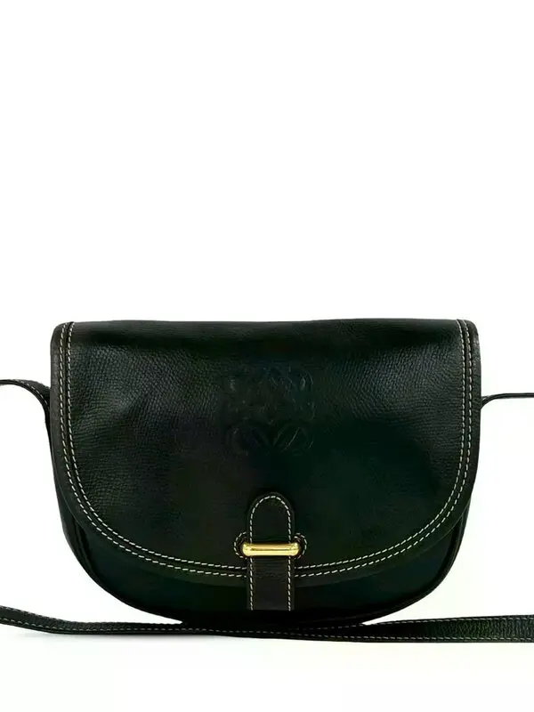 Loewe 2000-2026 Leather Anagram Crossbody Bag - Black