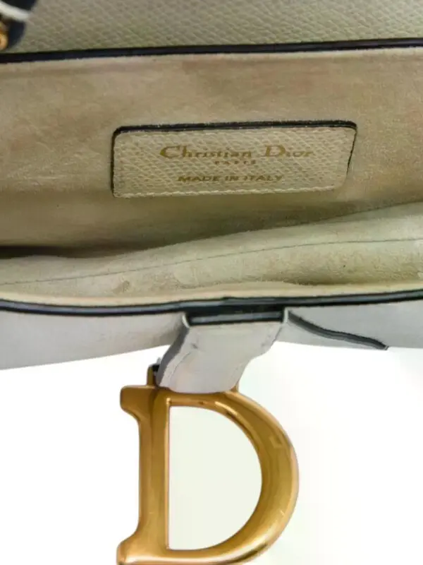 Dior 2019 Mini Grained Calfskin Saddle Bag Satchel - White