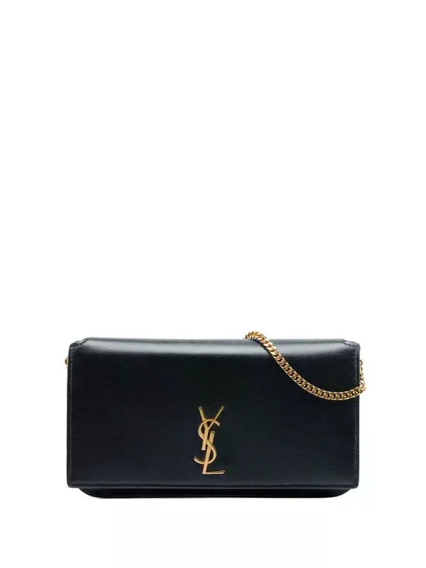 Saint Laurent Smooth Calfskin Monogram Cassandre Phone Holder Crossbody Bag - Black