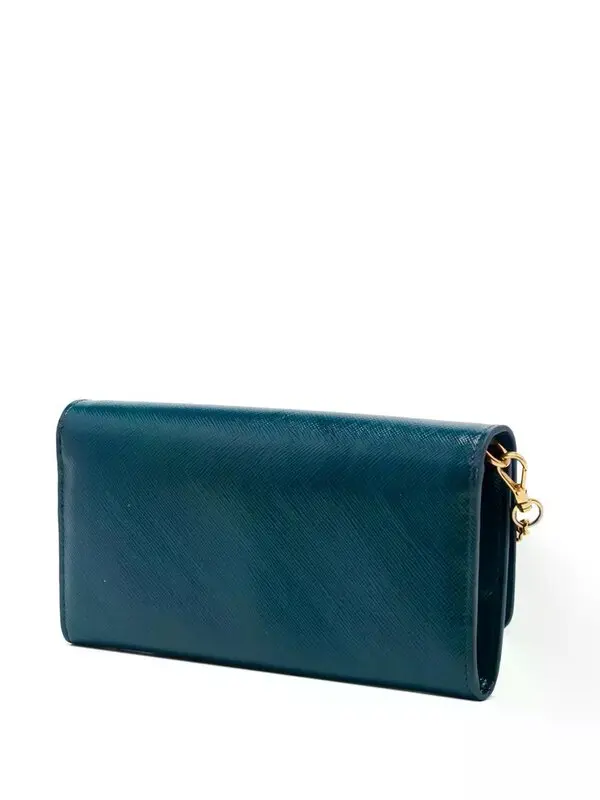 Prada 2000-2013 Saffiano Lux Wallet On Chain Crossbody Bag - Blue