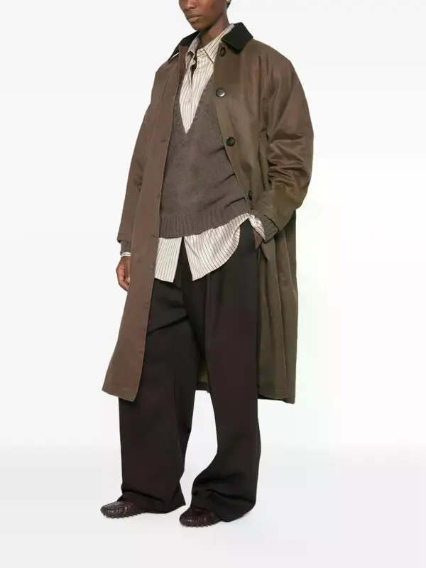 ALYSI Corduroy-collar Single-breasted Coat