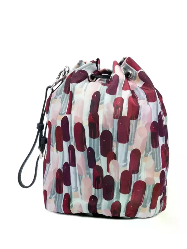 Prada Tessuto Lipstick Print Drawstring Pouch