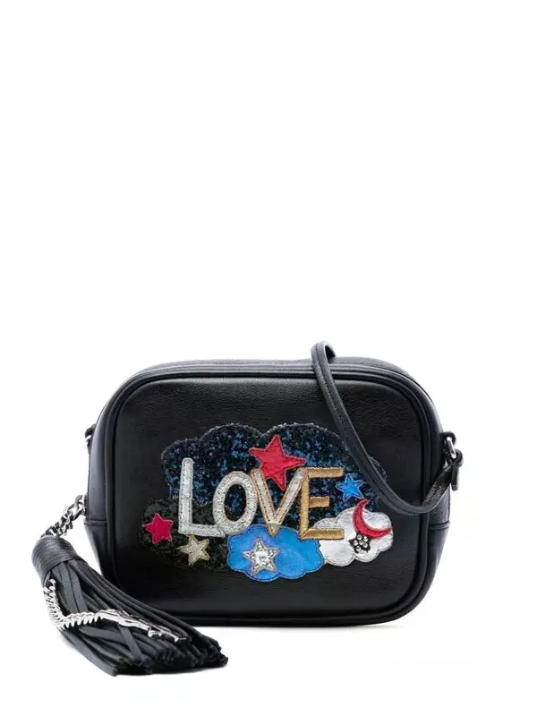 Saint Laurent 2016 Mini Embroidered Nappa Love Blogger Camera Bag Crossbody Bag - Black