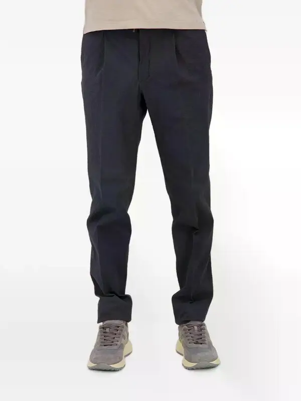 SLOWEAR Seersucker Drawstring Tapered Trousers