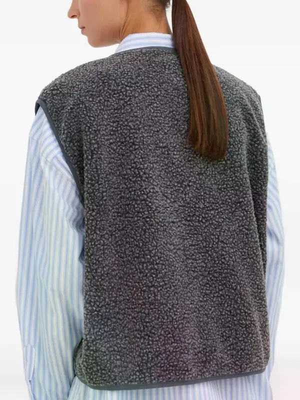 American Vintage Reversible Faux Shearling Gilet - Grey
