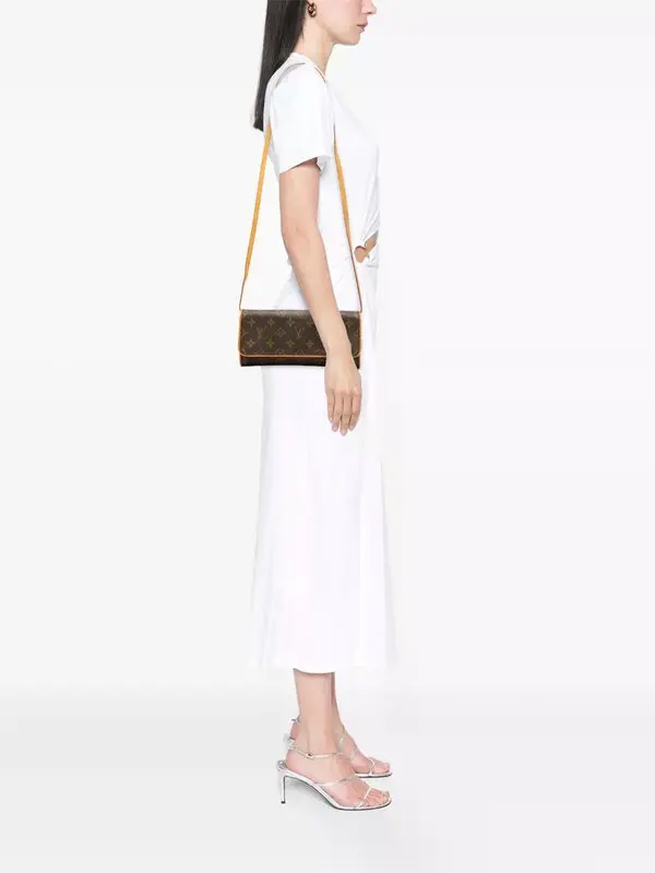 LOUIS VUITTON 2001 Monogram Pochette Twin Gm Crossbody Bag - Brown
