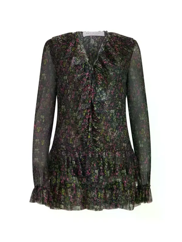 Philosophy Di Lorenzo Serafini Ruffled Floral Print Blouse