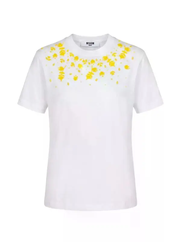 MSGM Floral Motif Bead-embellished T-shirt