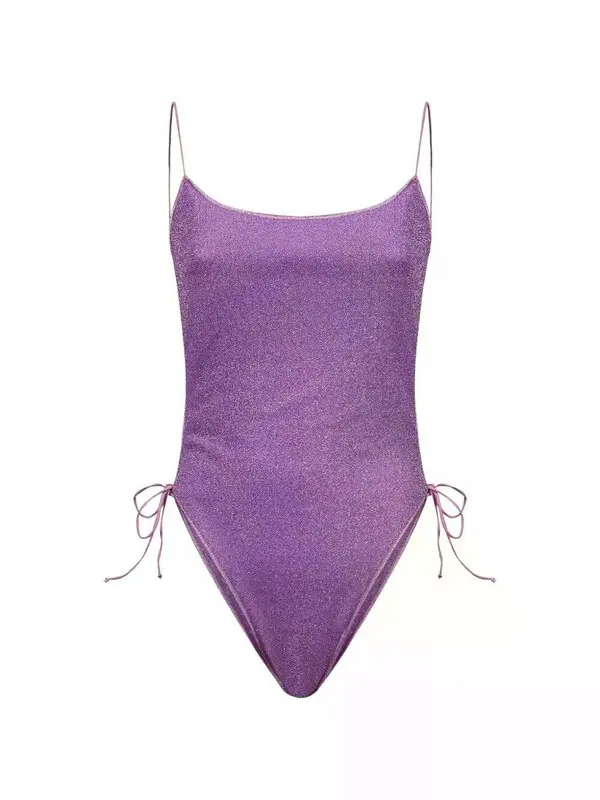 Oseree Lumiere Metallic-effect Side-tie Swimsuit