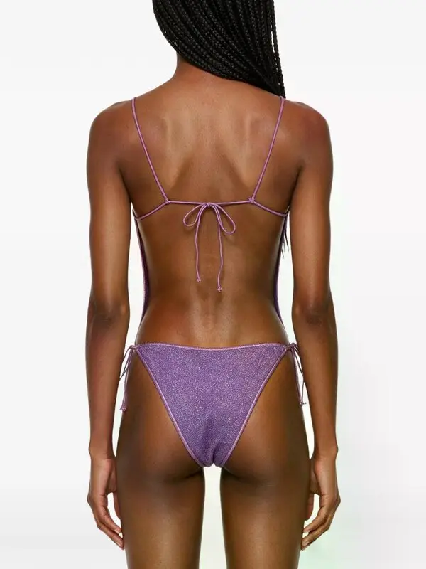 Oseree Lumiere Metallic-effect Side-tie Swimsuit