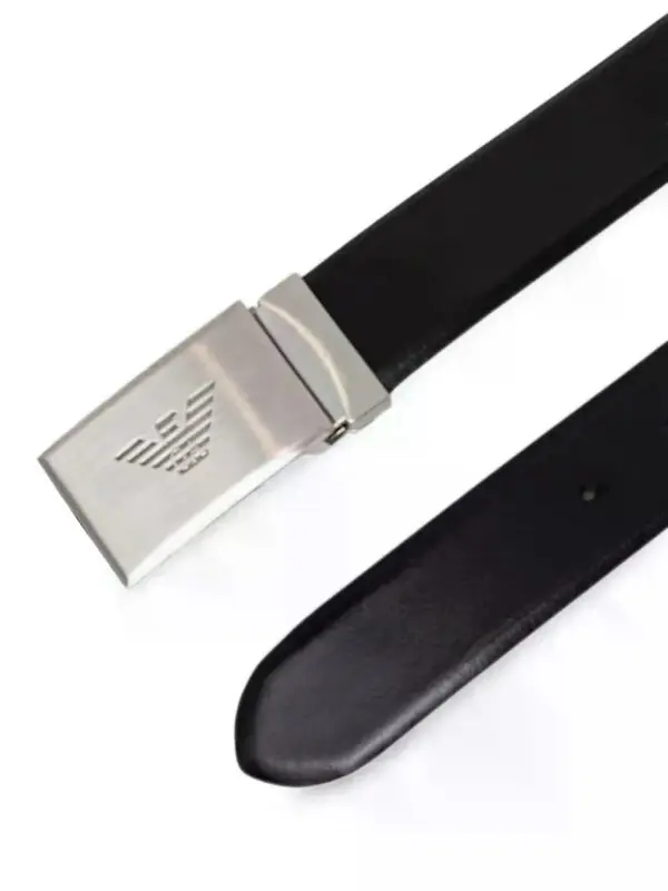 Emporio Armani Logo Plaque Leather Belt