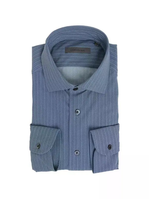 Corneliani Herringbone-patterned French-collar Shirt