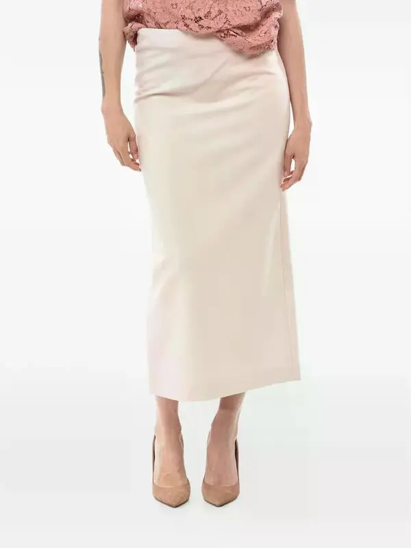 SUPER BLOND Rear-slit Pencil Midi Skirt