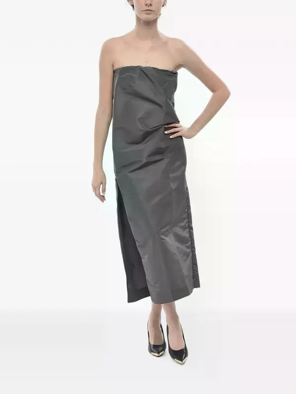 SUPER BLOND Strapless Silk Midi Dress