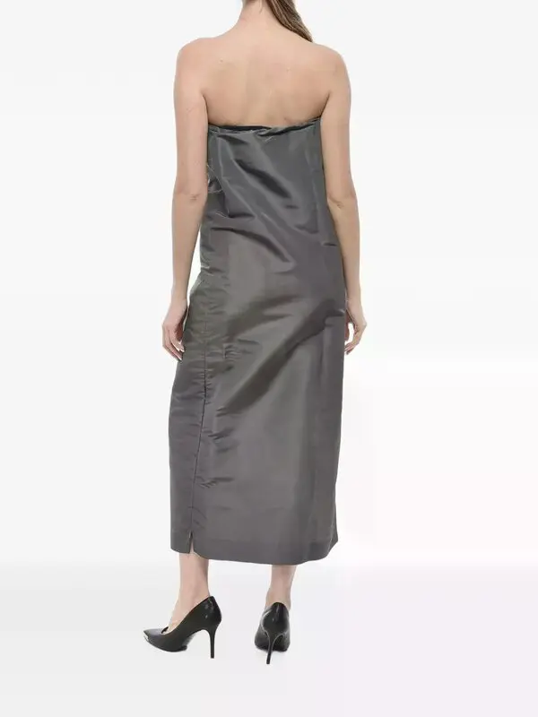 SUPER BLOND Strapless Silk Midi Dress