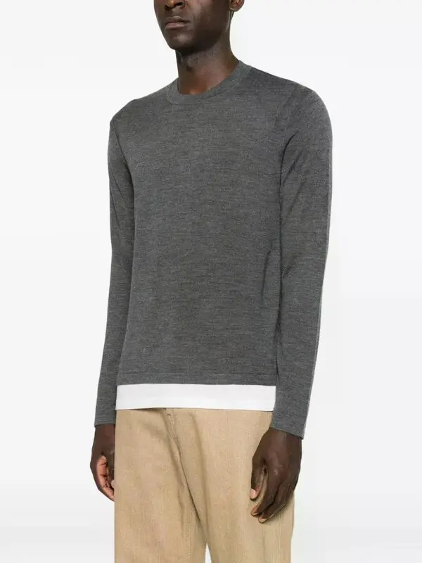 PAOLO PECORA Crew Neck Long Sleeve Sweater - Grey