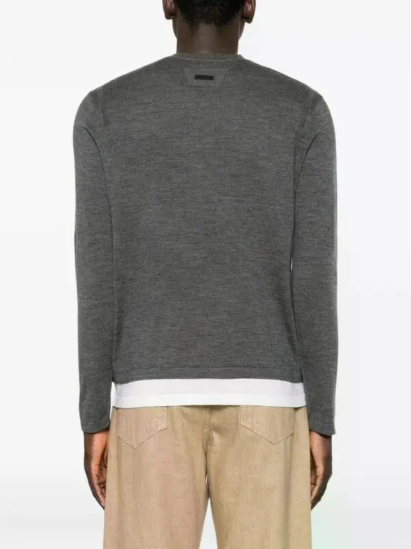 PAOLO PECORA Crew Neck Long Sleeve Sweater - Grey