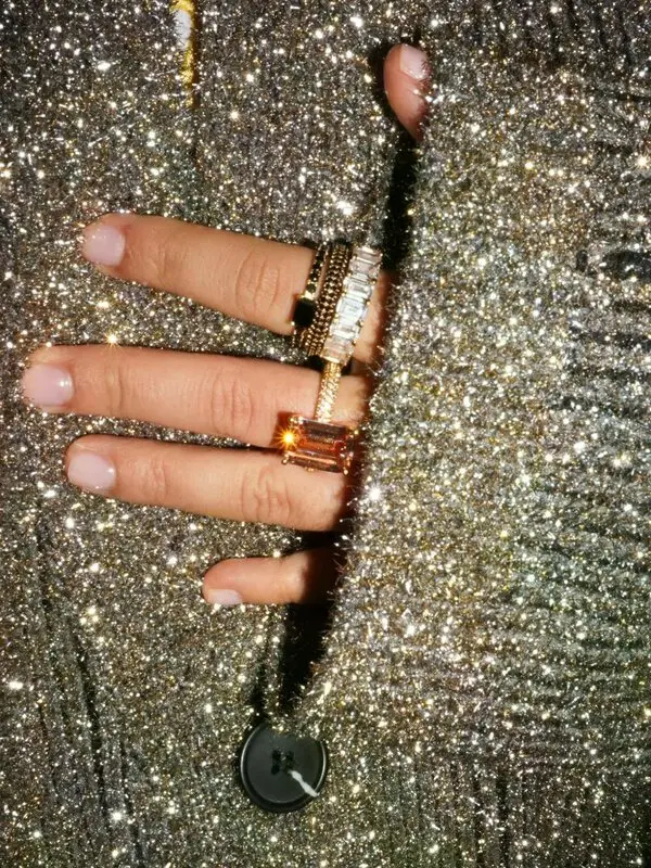 IZABEL DISPLAY Set Of Two Emerald-cut Crystal Rings - Gold