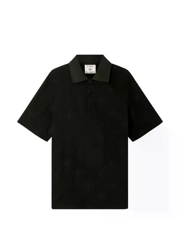Casablanca Monogram-appliqué Polo Shirt - Black