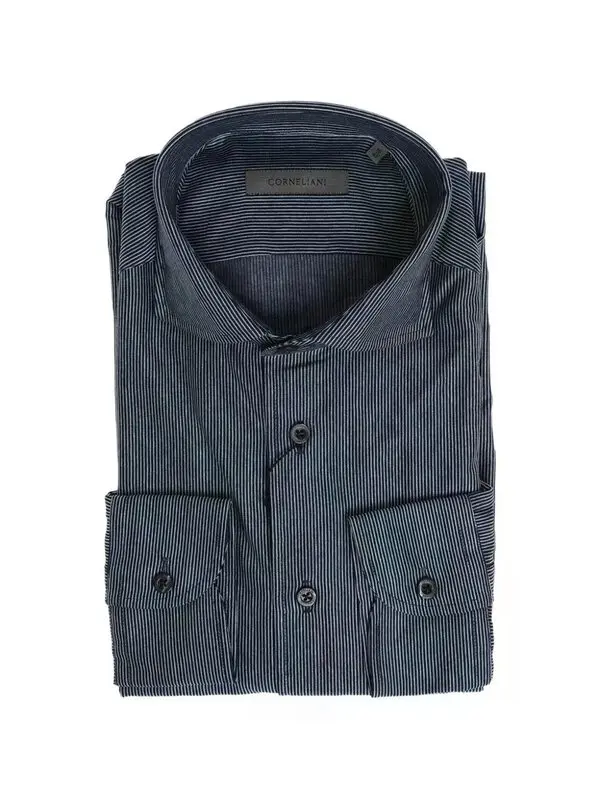 Corneliani Hairline-striped French-collar Shirt