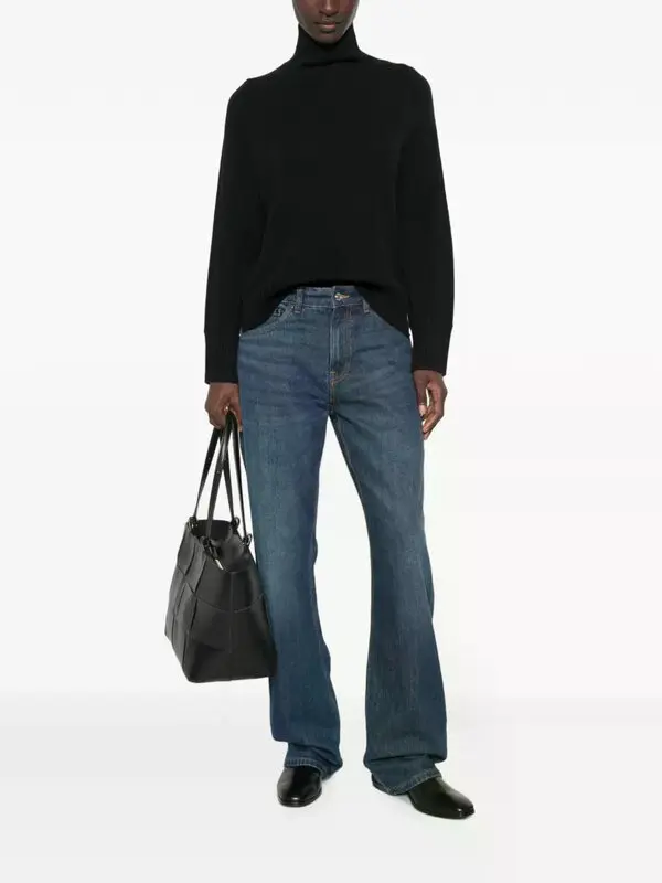ALLUDE Ribbed-trim Mock-neck Sweater