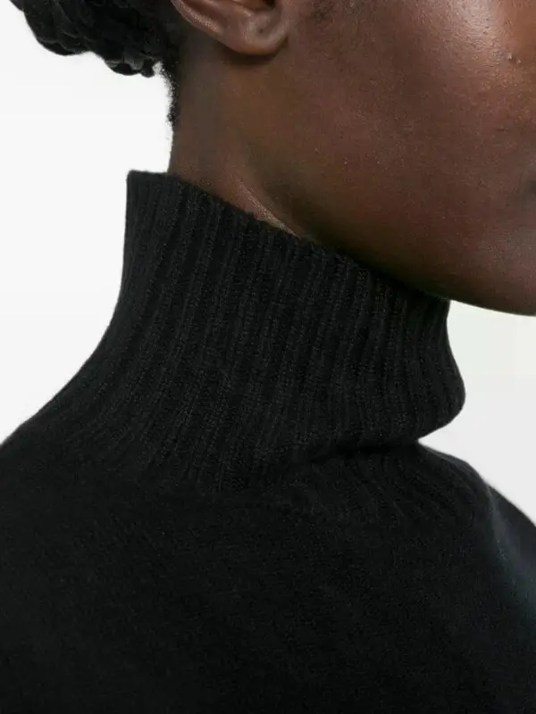 ALLUDE Ribbed-trim Mock-neck Sweater