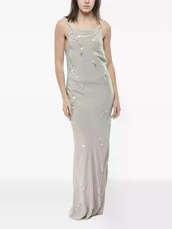 Bernadette Sequin-embellished Pearl-strap Maxi Dress