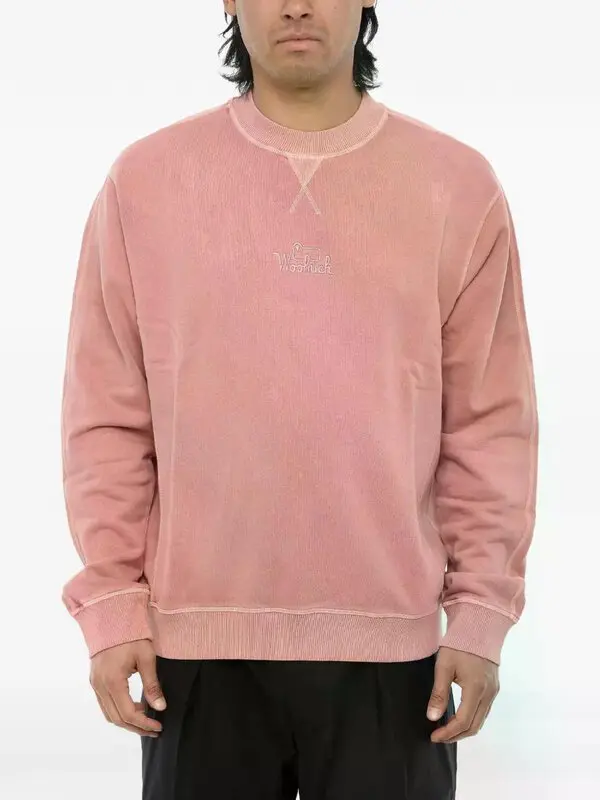 Woolrich Logo Embroidered Brushed Cotton Sweater