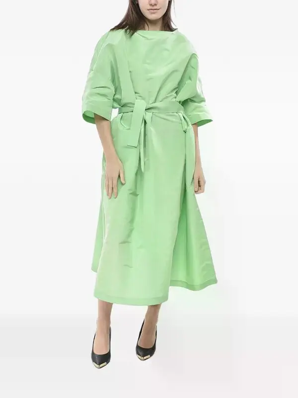 SUPER BLOND Midi Belted Silk-organza Kaftans - Green