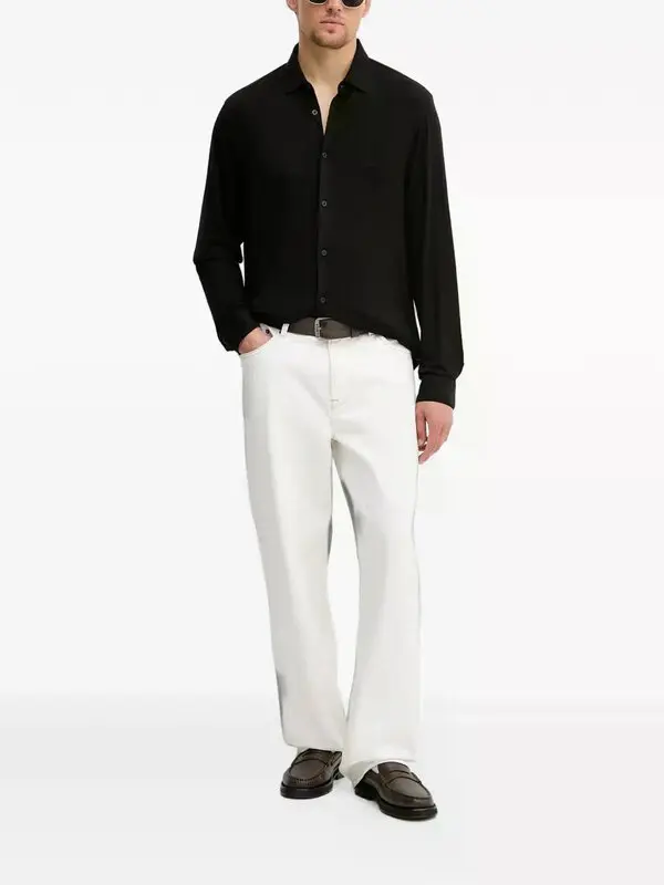 Armani Exchange Logo-embroidered Long-sleeve Shirt