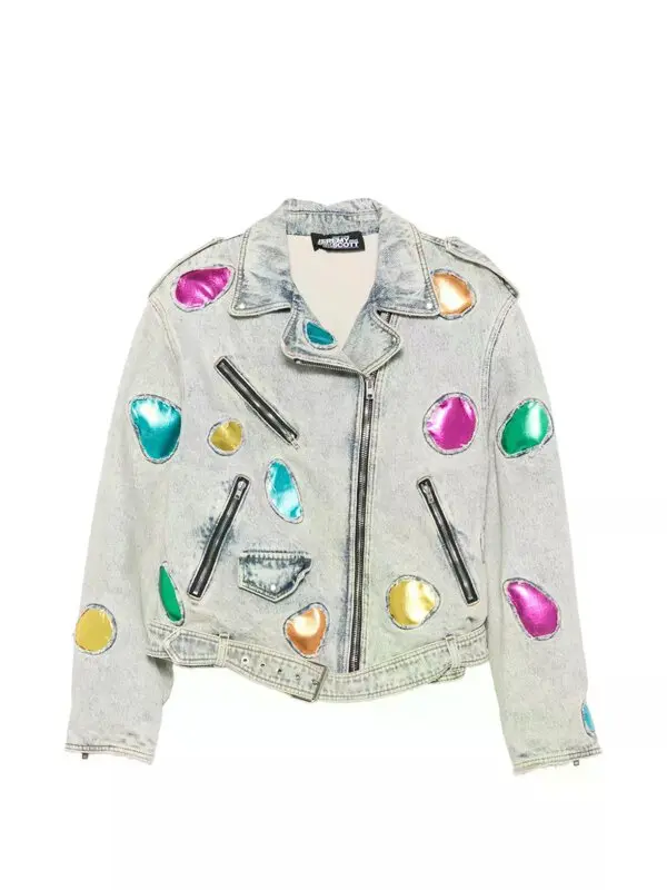 Jeremy Scott 2020s Gem-embellished Denim Jacket - Blue