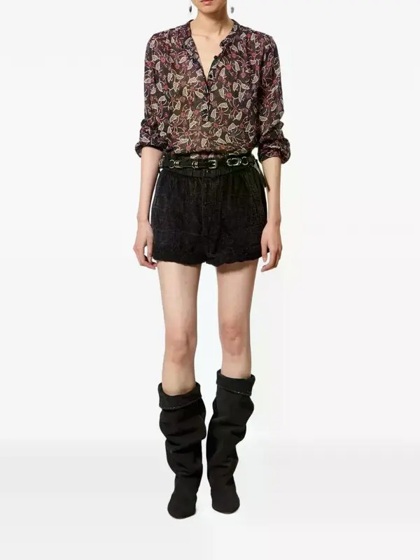 Isabel Marant Étoile Printed Cotton Voile Blouse - Black