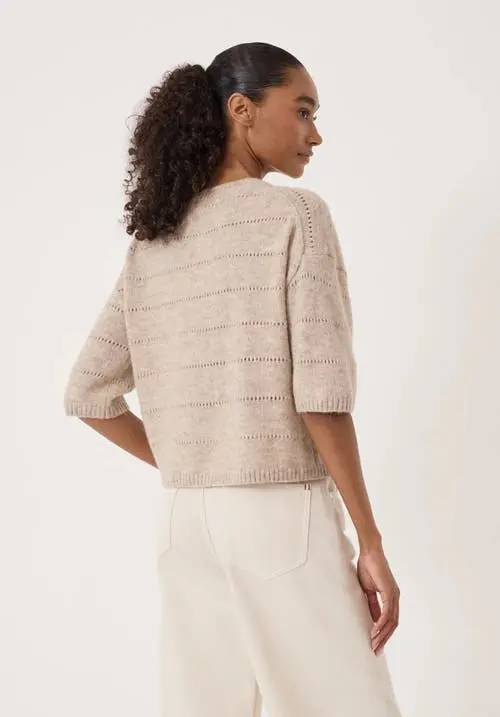 HUSH Arlette Gathered Sleeve Tee - Oatmeal