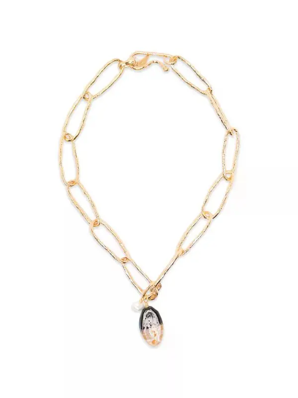 FORTE_FORTE Glass Pendant And Pearl Detail Necklace - Gold