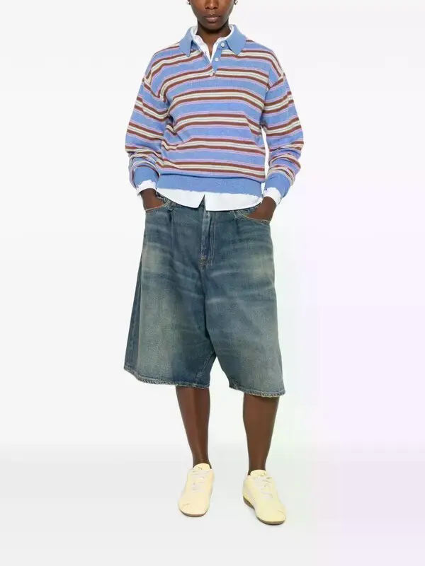 Guest In Residence Collegiate Striped Polo-collar Sweater