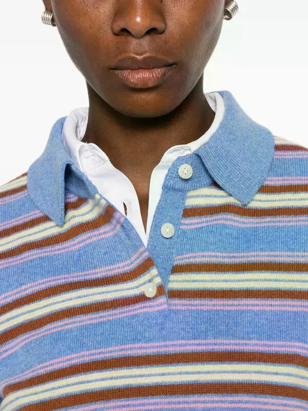Guest In Residence Collegiate Striped Polo-collar Sweater