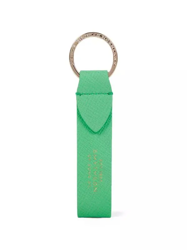 Smythson Panama Leather Strap Keyring - Green